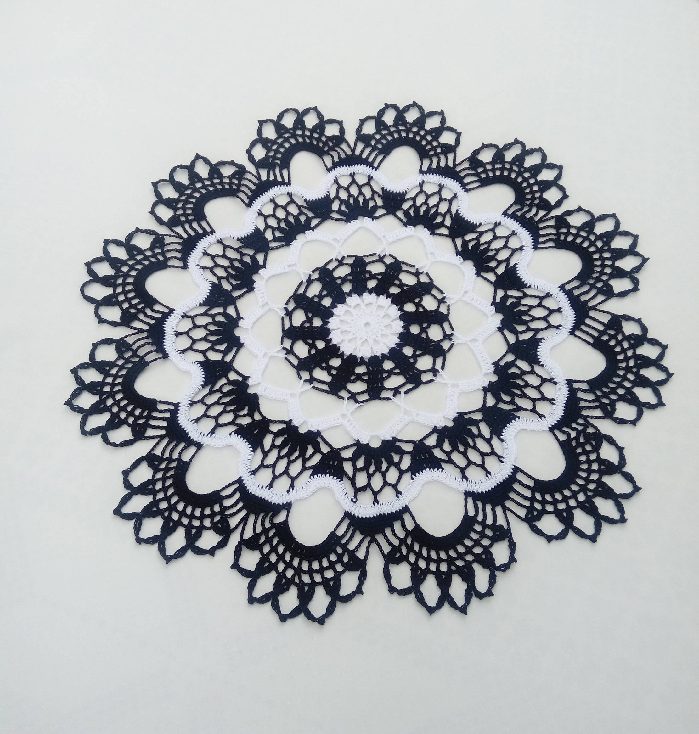 Round Doily-crochet Doilies-crochet Doily-black Doily-white Doily ...