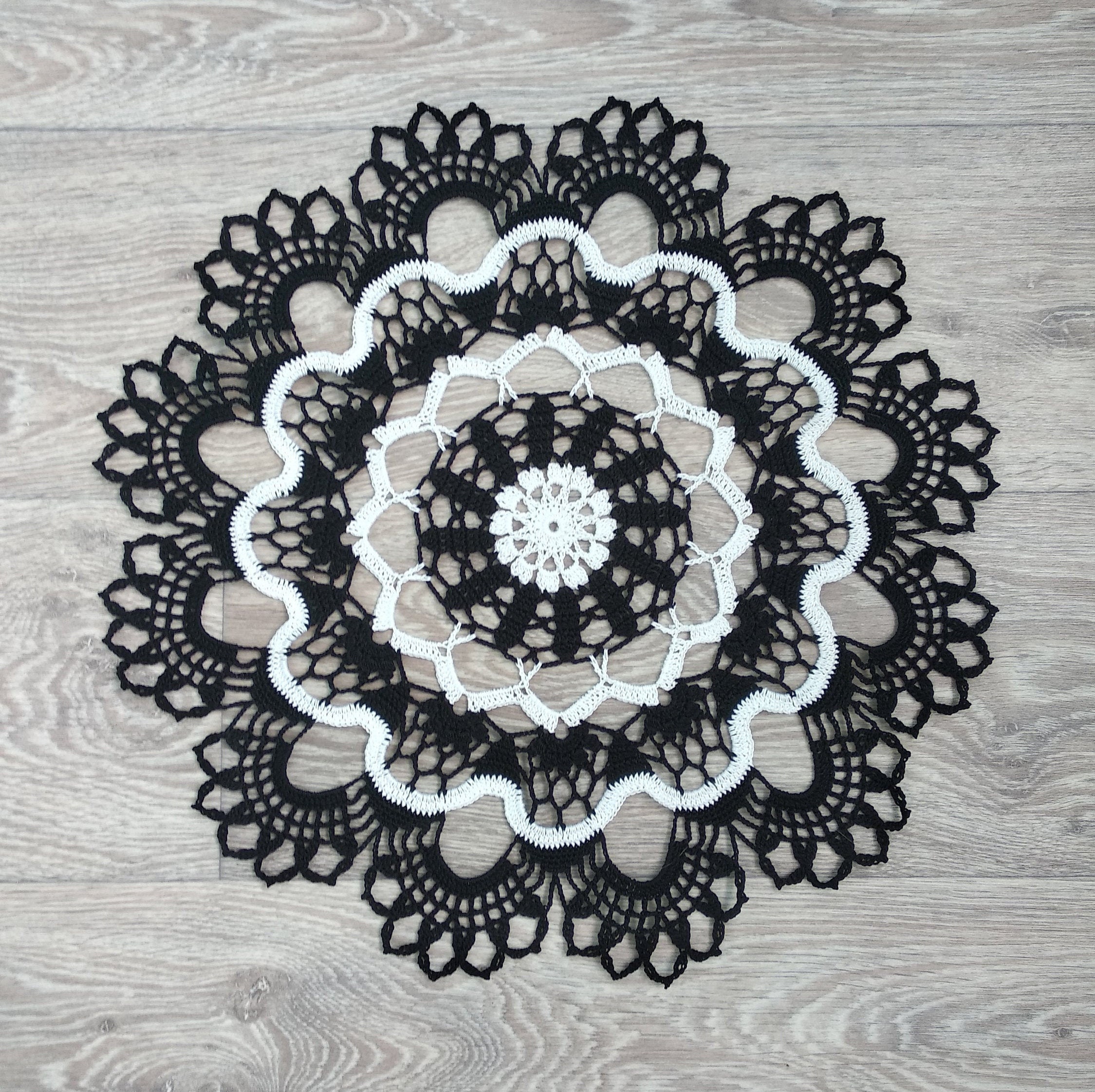 Round Doily-crochet Doilies-crochet Doily-black Doily-white Doily ...