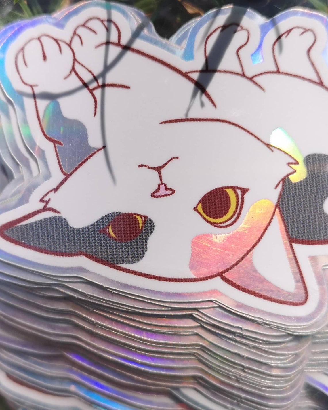 HOLOGRAPHIC Lucky Cat Maneki Neko Sticker // Suitable for - Etsy