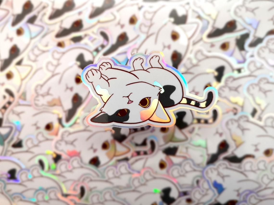 HOLOGRAPHIC Lucky Cat Maneki Neko Sticker // Suitable for - Etsy