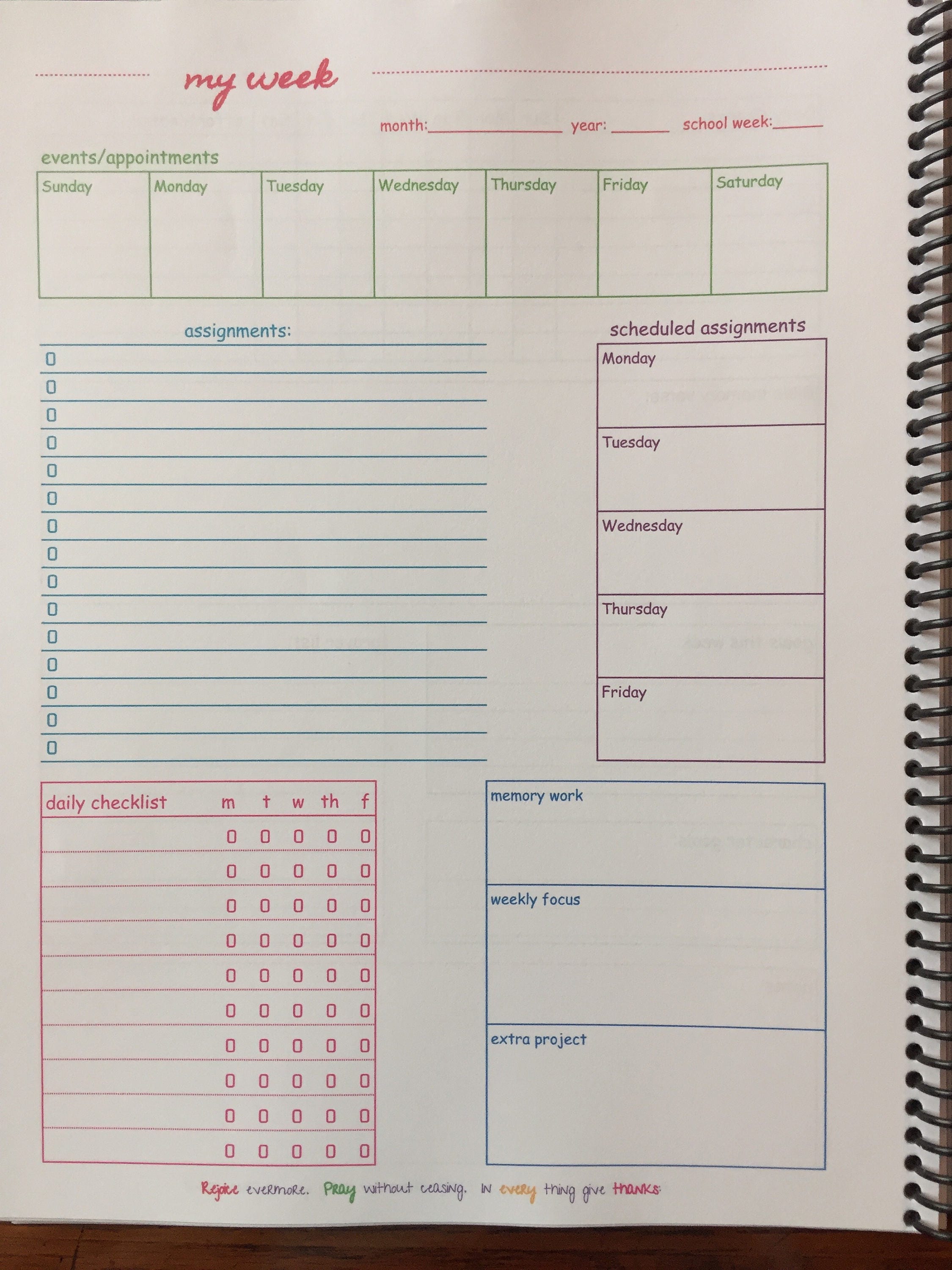 Printable Weekly Homeschool Student Planner - Etsy