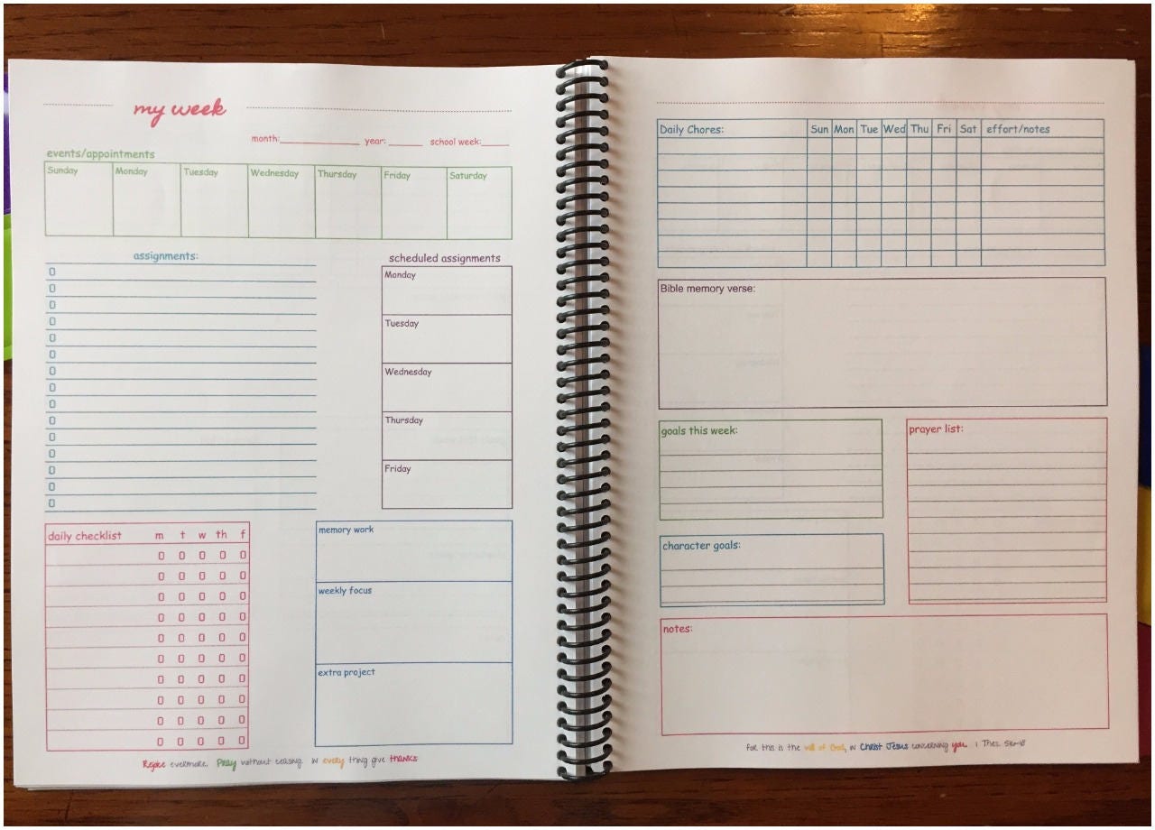 Printable Weekly Homeschool Student Planner - Etsy