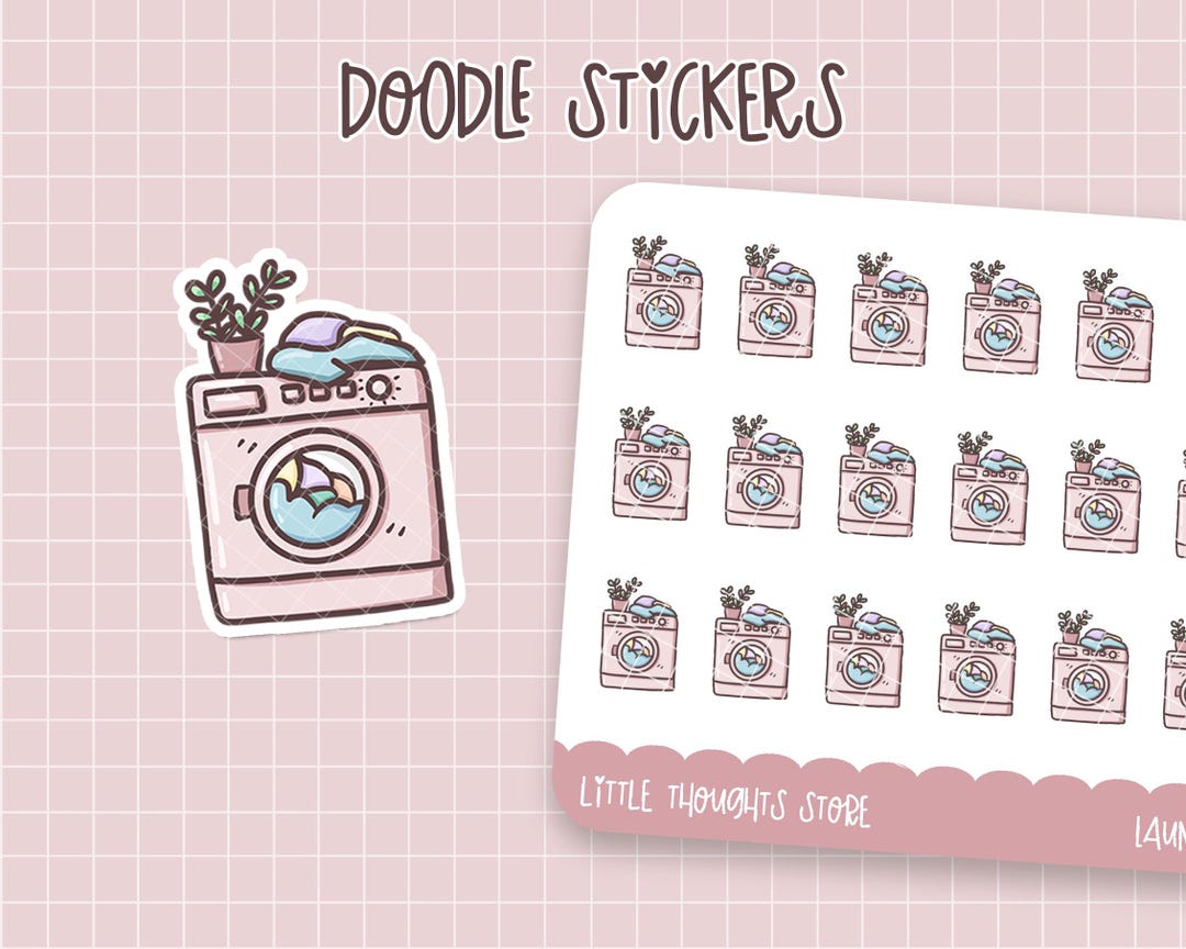 Washing Machine Laundry Doodle Stickers | Planner Stickers | Scrapbook ...