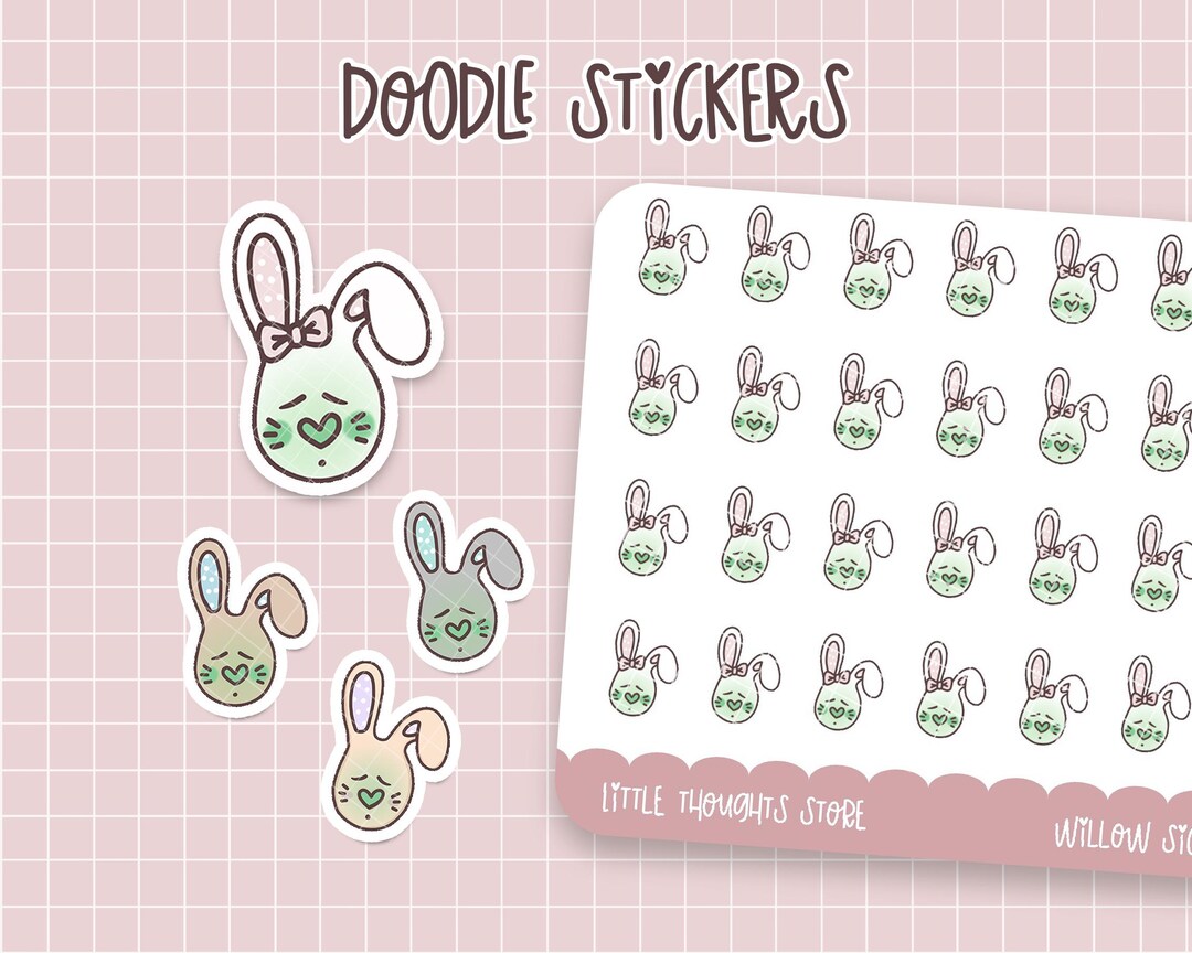 Sick Day Doodle Stickers Rabbit Bunny Work School Study Text Stickers ...