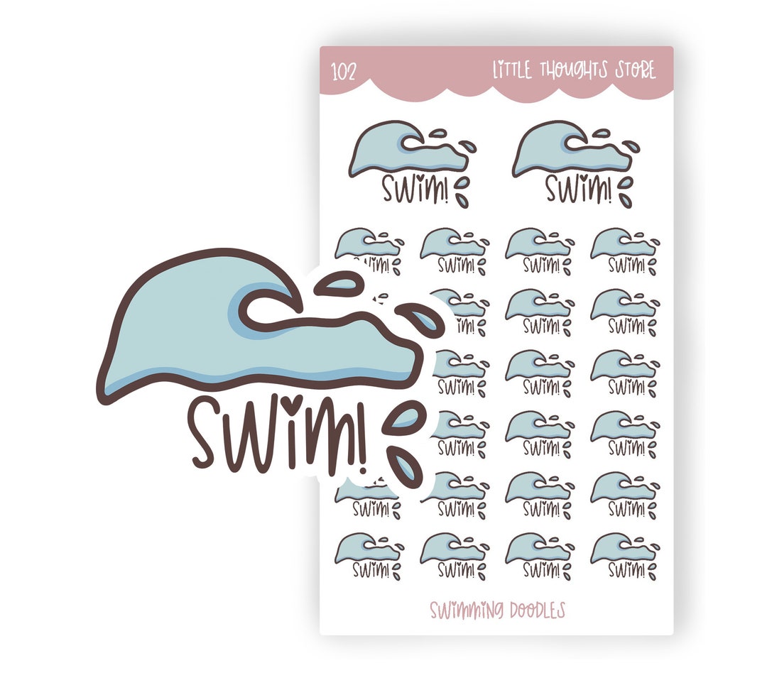 Swim Doodle Stickers | Swimming Doodle Planner Stickers | Premium Matte ...