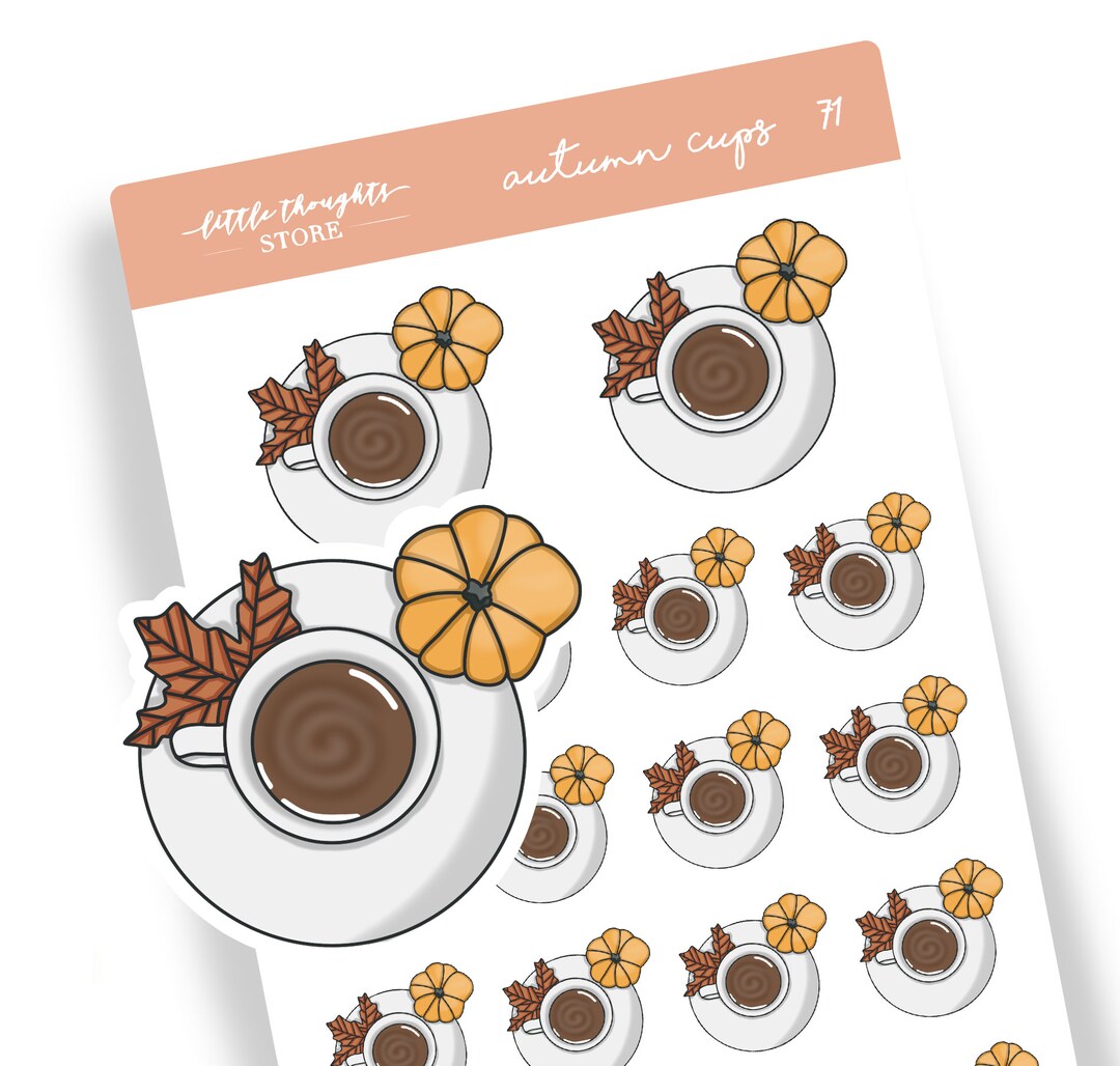 Autumn Tea Cup | A6 Deco Stickers | Planner Stickers | Premium Matte ...
