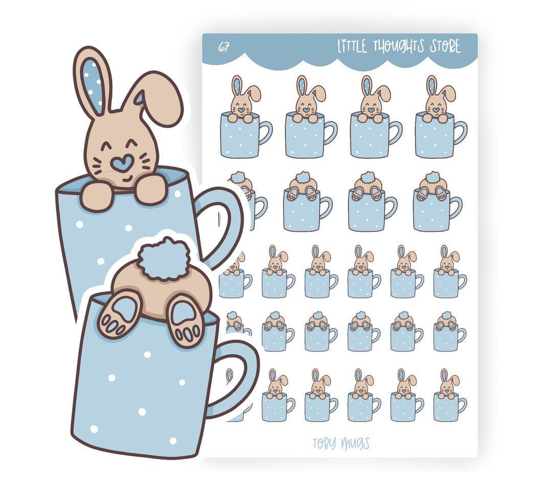 Toby Rabbit Mug Doodle Stickers Planner Stickers Premium Matte Planner ...