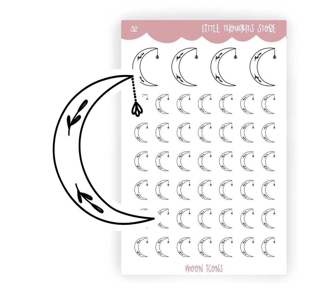 Moon Icons Planner Stickers Premium Matte Planner Stickers Sleep Icons ...