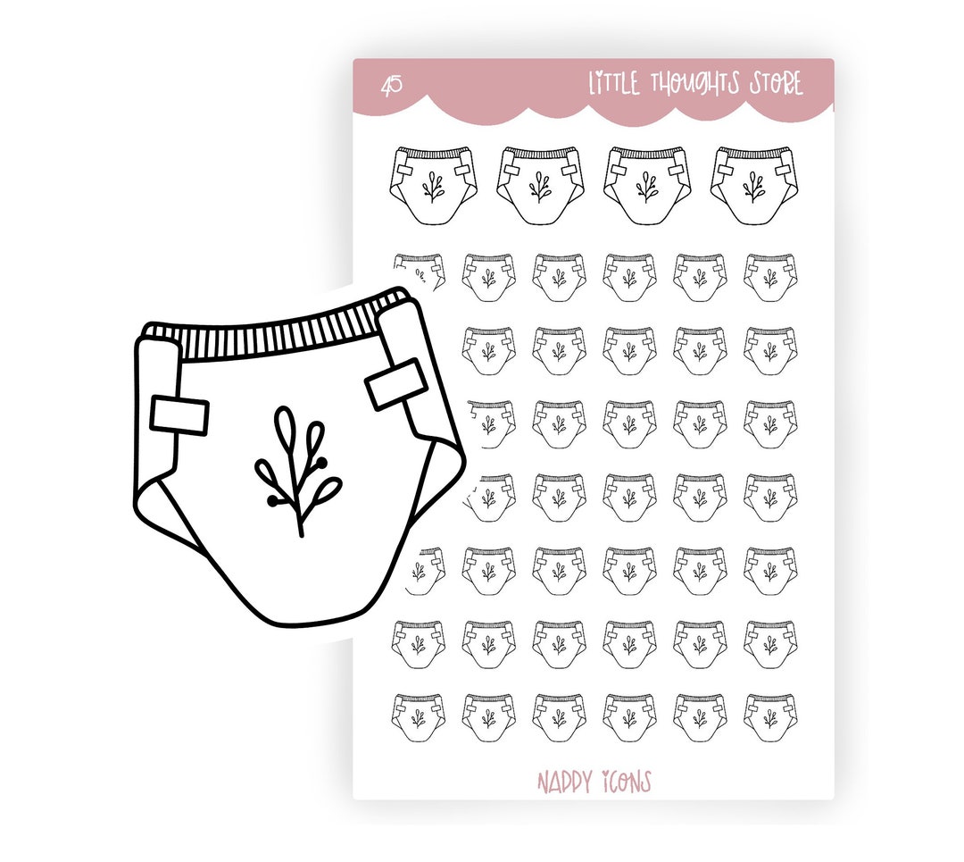 Nappy Icons | Planner Stickers | Premium Matte Planner Stickers | Baby ...