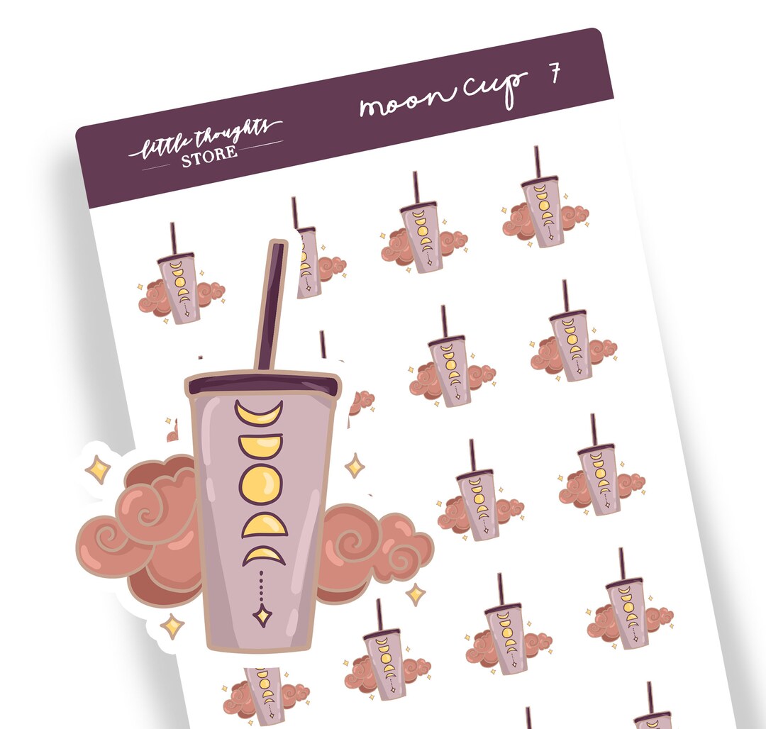Moon Cup | A6 Deco Stickers | Planner Stickers | Premium Matte Paper ...