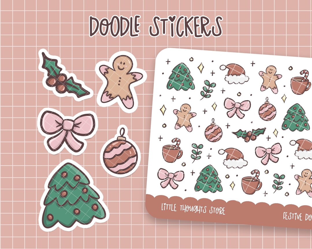 Festive Doodle Stickers | Planner Stickers | Scrapbook | Journaling ...