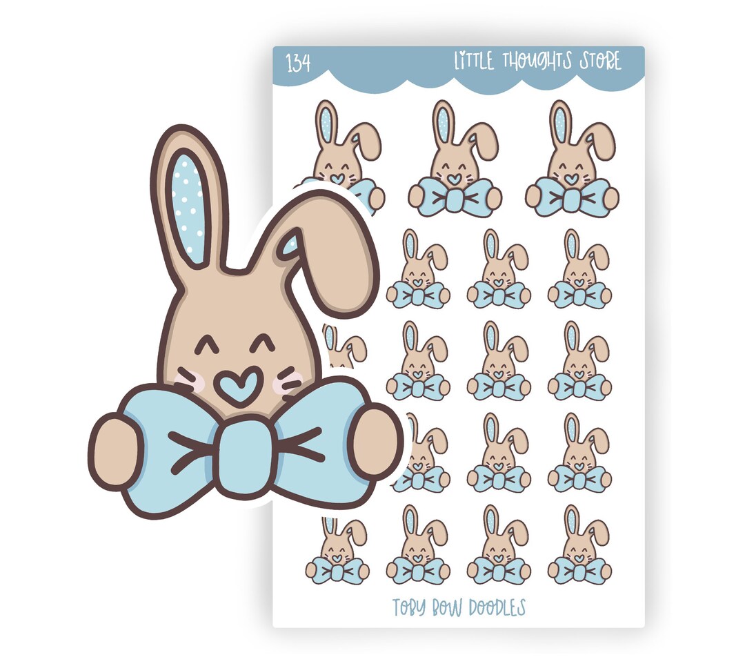 Toby Rabbit Bow Doodle Stickers Planner Stickers Premium Matte Planner ...