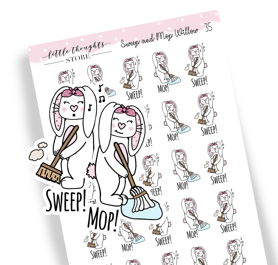 Sweep and Mop Willow Planner Stickers Character Stickers - Etsy