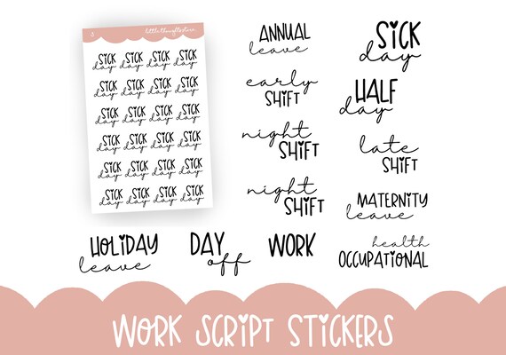 Work Script bullet journal stickers calendar stickers Planner stickers Embellishments ...