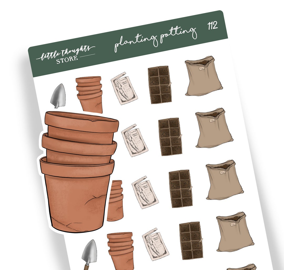 Planting and Potting A6 Deco Stickers Planner Stickers Premium Matte ...