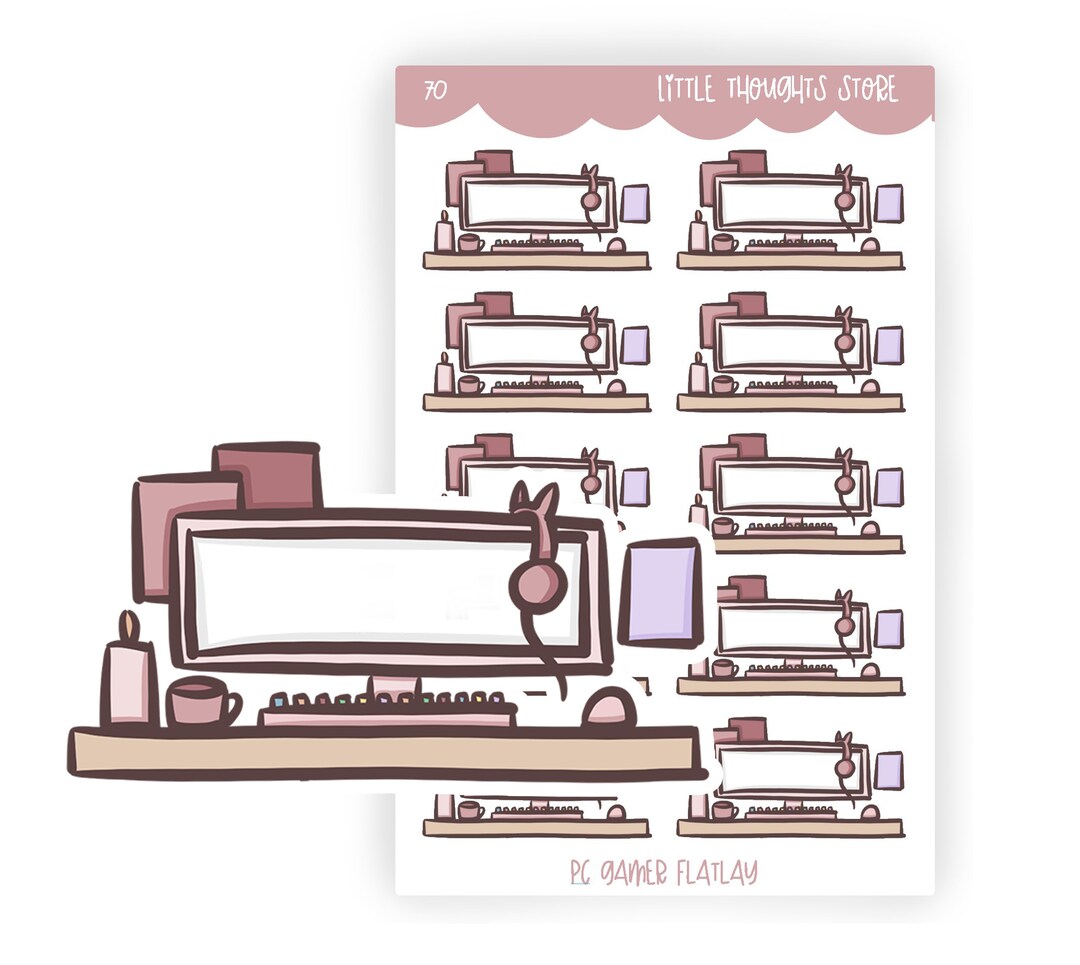 PC Gamer Flatlay Doodle Stickers | Planner Stickers | Scrapbook ...