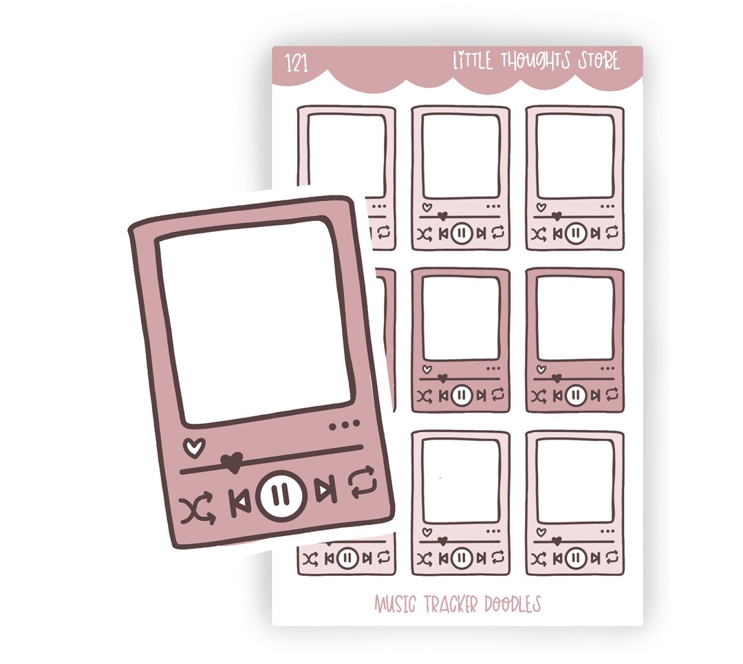 Music Tracker Doodle Stickers Planner Stickers Premium Matte Planner ...