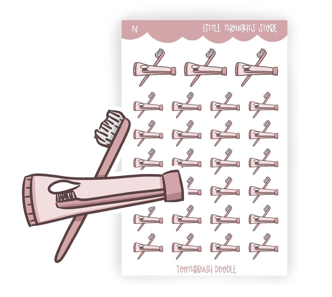 Toothbrush Doodle Stickers Brush Teeth Stickers Planner Stickers ...