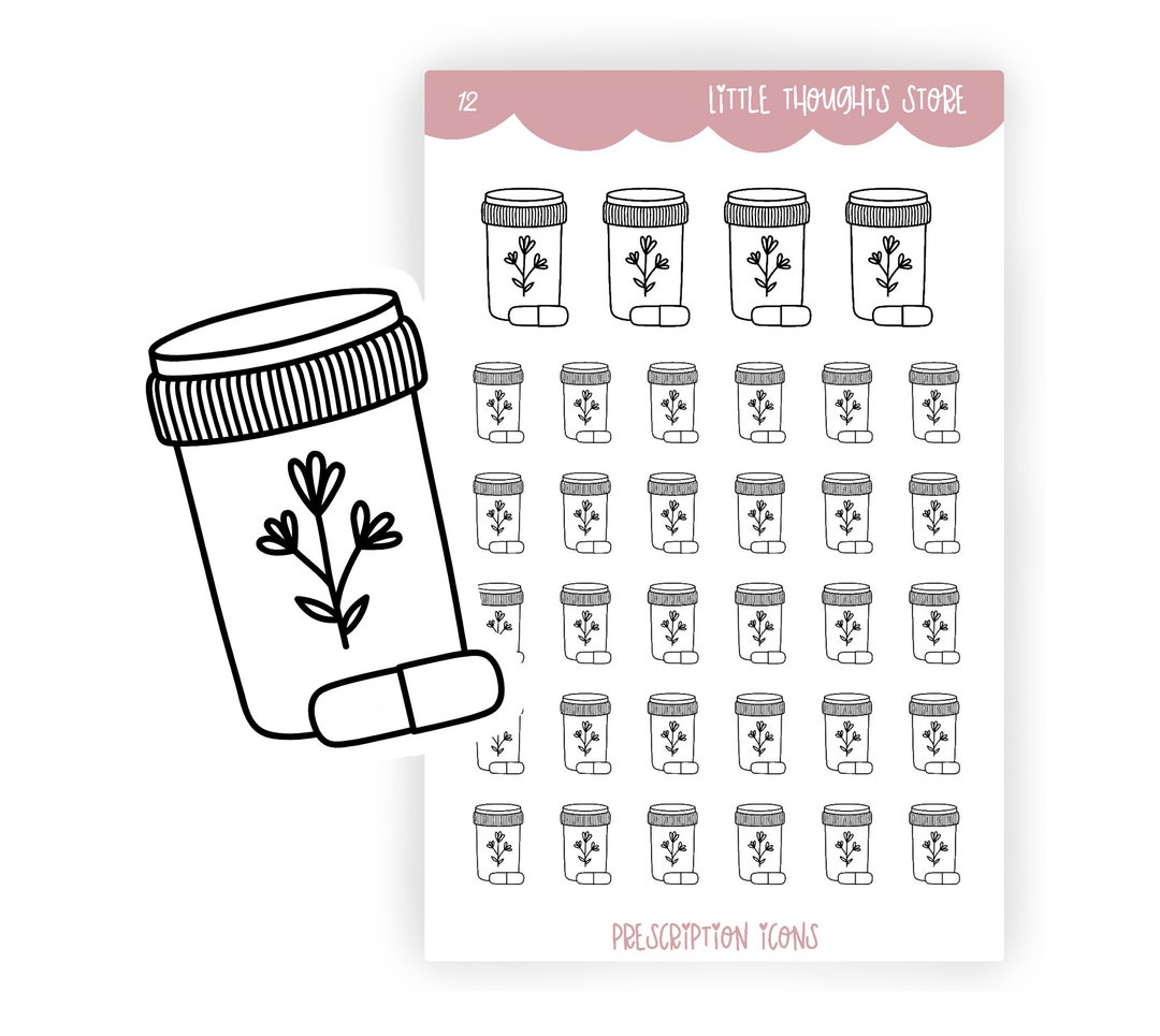 Prescription Icon | Planner Stickers | Premium Matte Planner Stickers ...