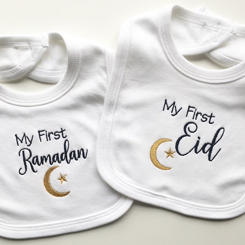 My First Ramadan and My First Eid Embroidered Baby Bib Set - Etsy UK