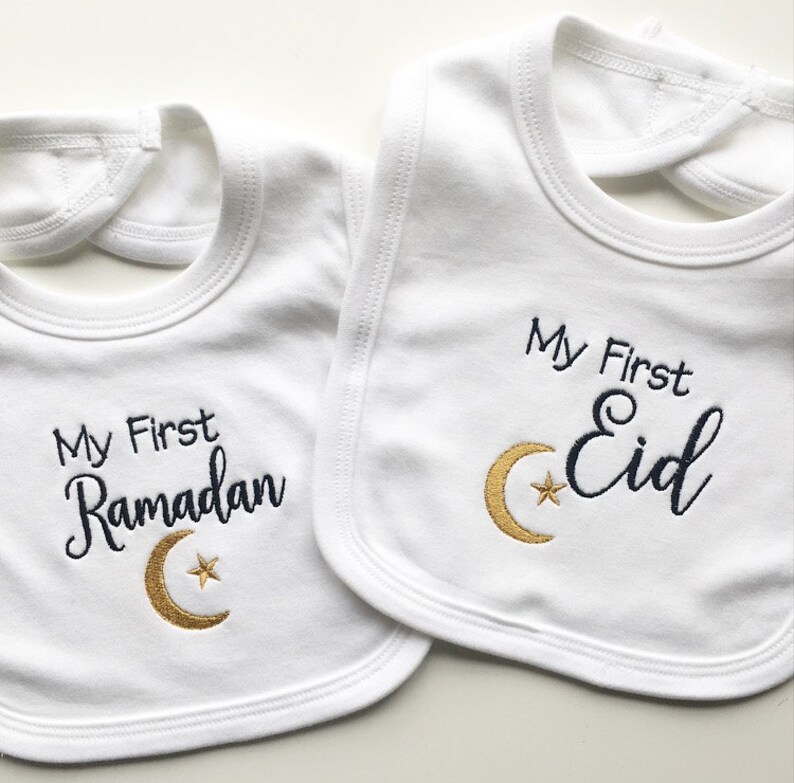 My First Ramadan and My First Eid Embroidered Baby Bib Set - Etsy UK