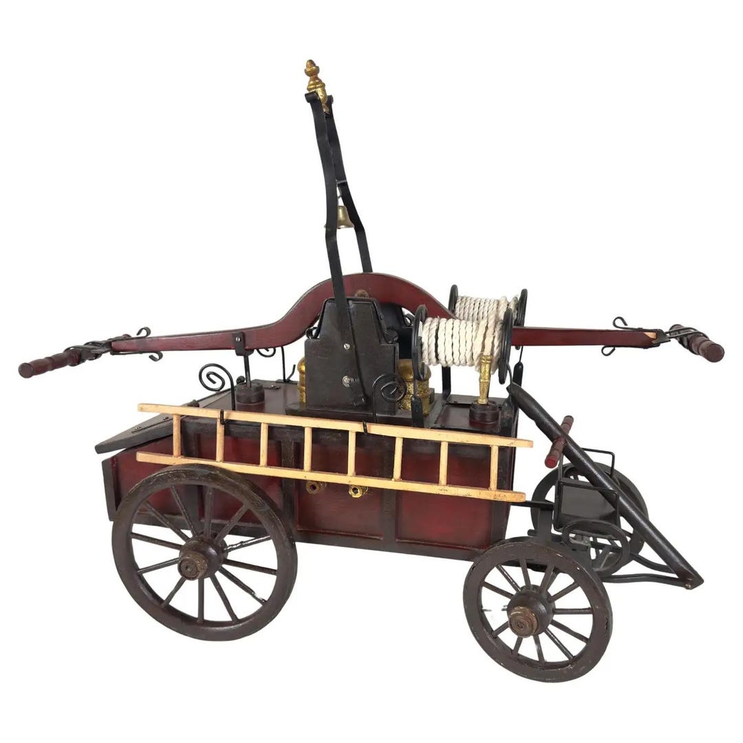 Antique Iron & Wood Fire Engine Large Model or Sculpture - Etsy