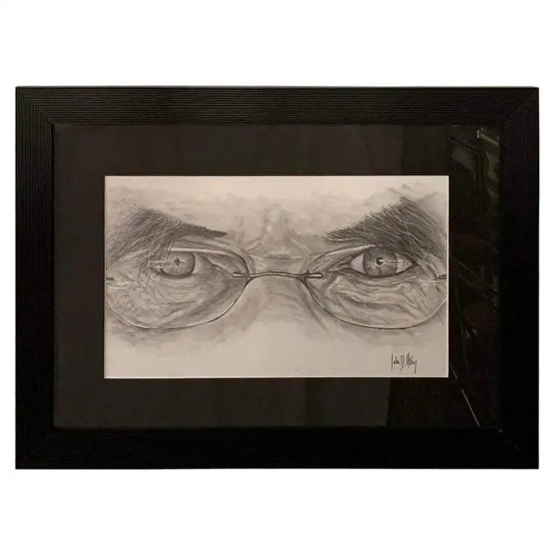 Portrait of a Man Charcoal Drawing Entitled "intense Gaze", Signed and ...