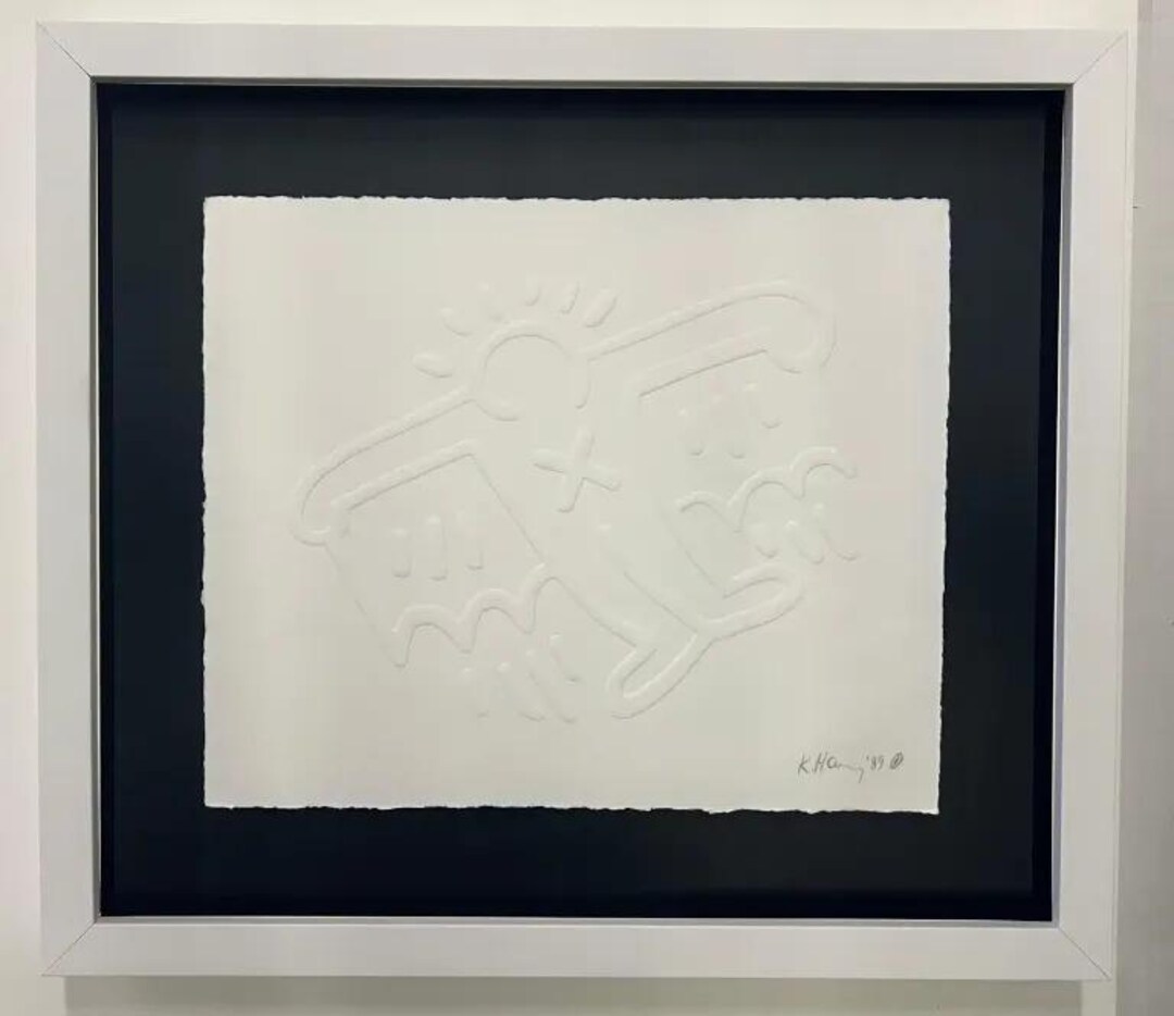 Keith Haring White Icon Flying Devil Embossed Screen Print, Hand Signed ...