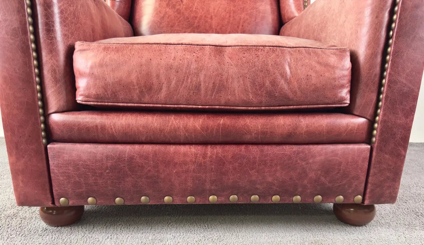 American Classical Style Distressed Leather Red Brown Oversized Club ...