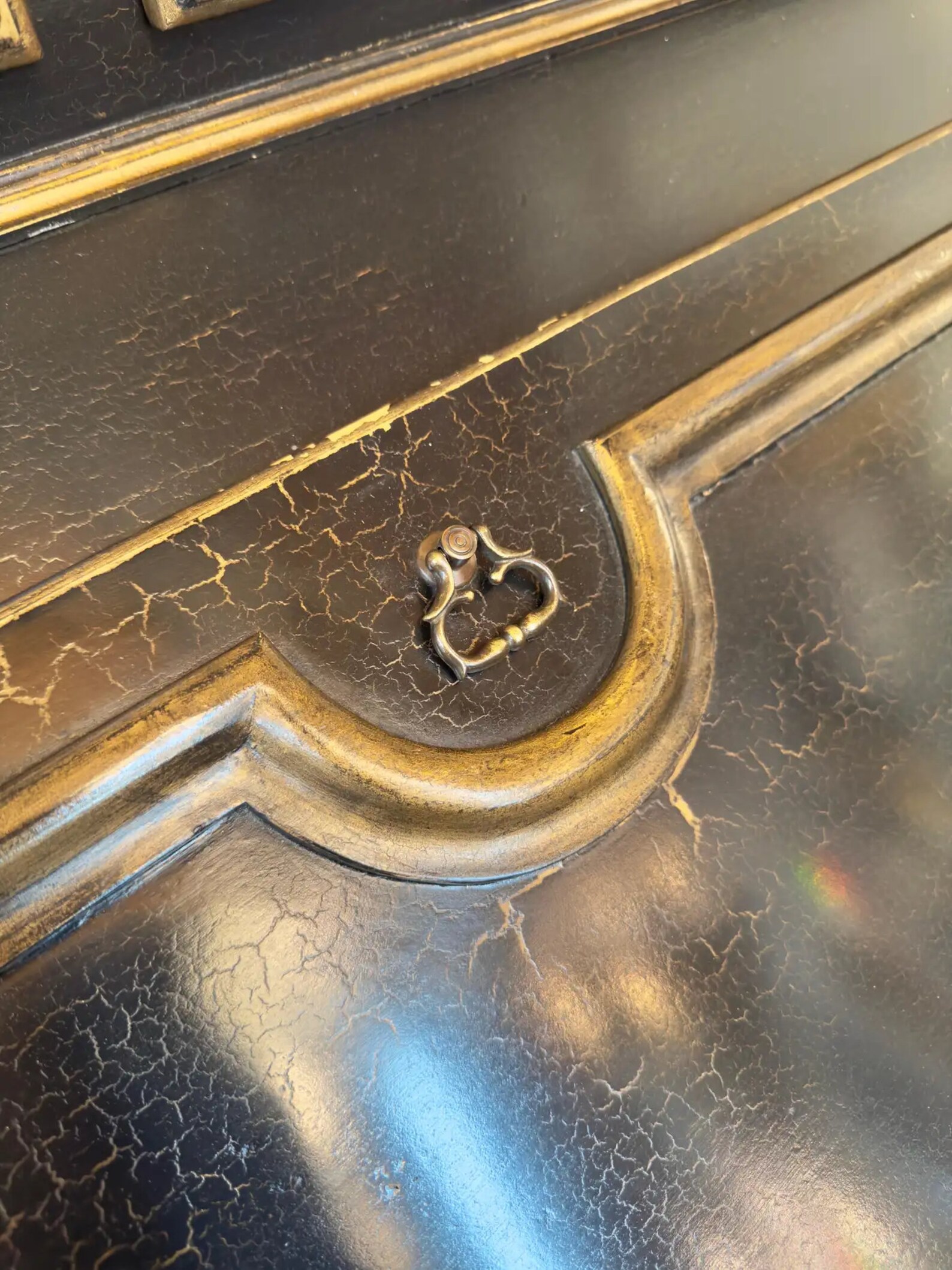 Louis XV Style Minton Spidell Drop-front Hand Painted Black Secretary ...