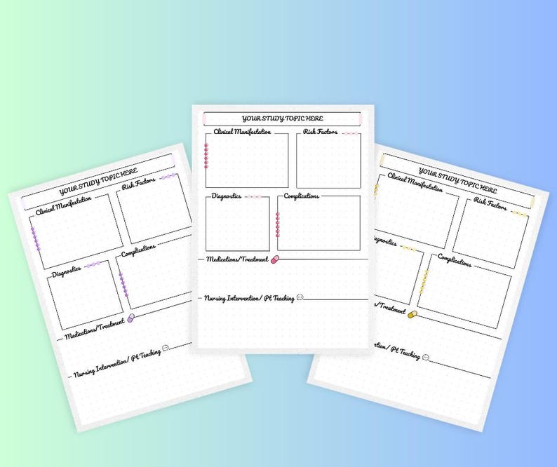 Printable Nursing Study Template | NCLEX Study Guide | Nursing School ...