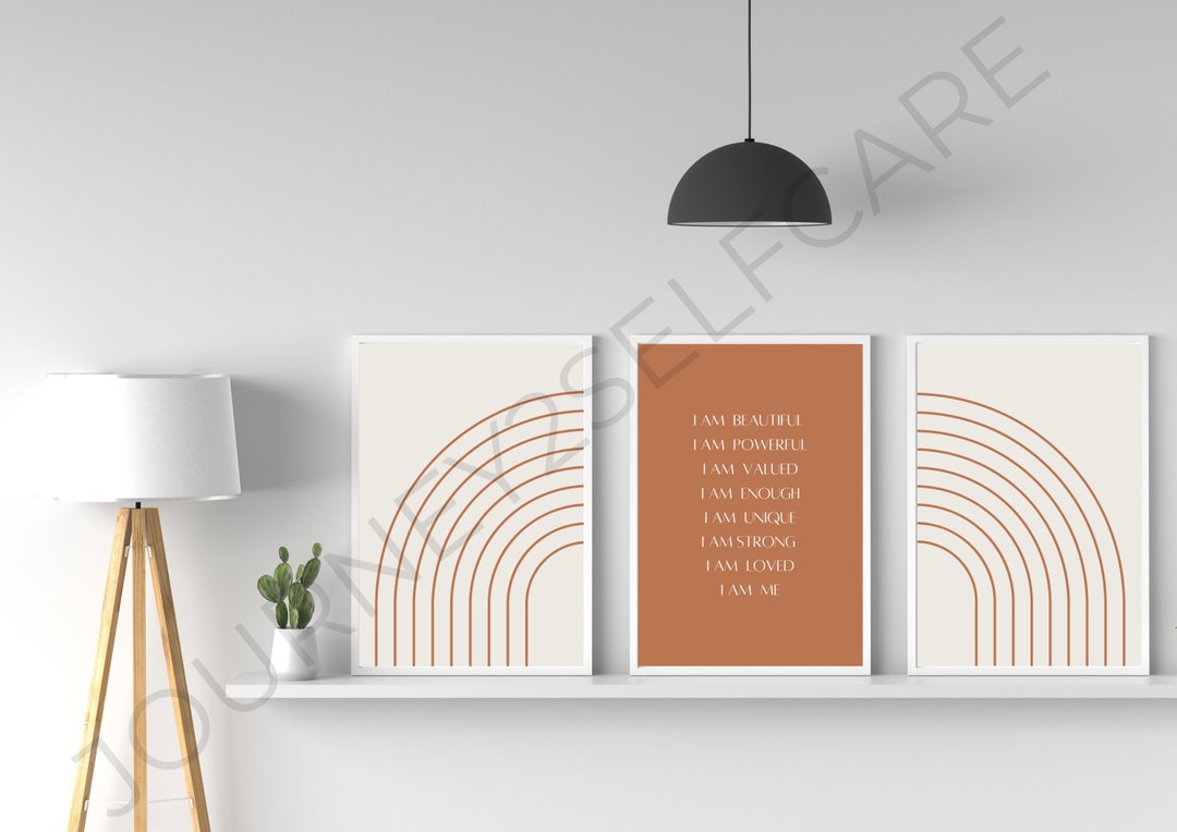 Set of I Am Abstract Rainbow Minimalist Boho Digital Wall Art Home ...