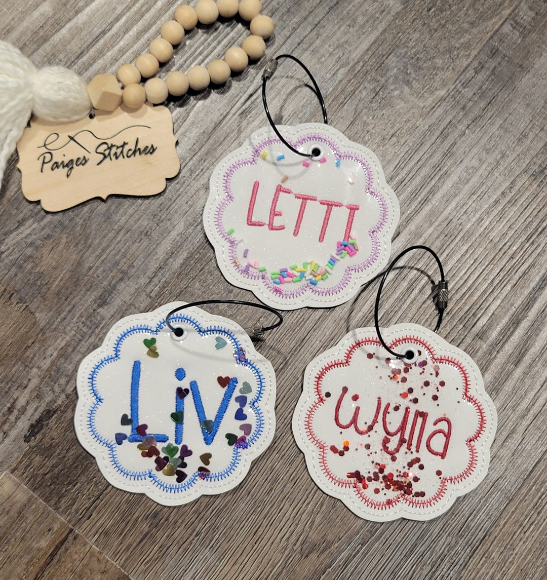 Personalized Name Bag Tag - Custom Glitter Color Font Your Choice ...