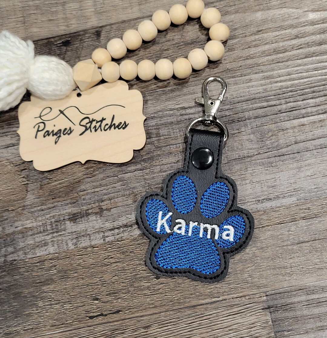 Personalized Thin Blue Line K9 Keychain - Dog Name Police TBL Law ...