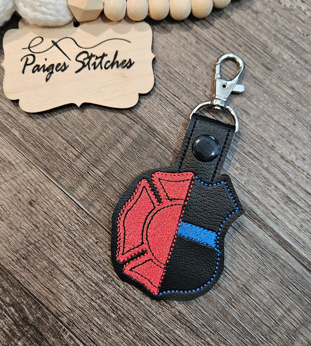 Fire Police Combo Keychain - Officer Department Embroidered Handmade ...