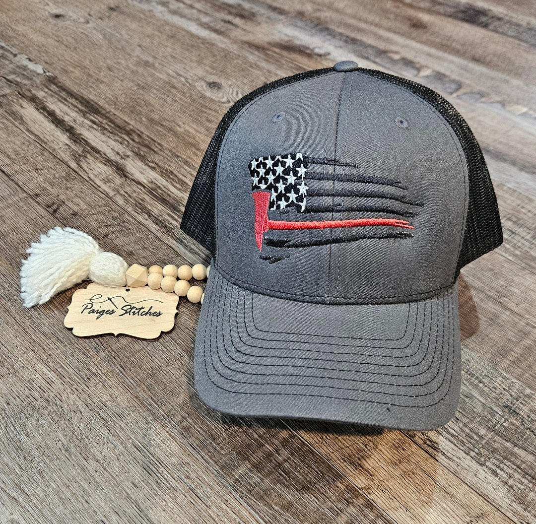 Fire Thin Red Line Flag Hat - Fighter Axe Cap Embroidered Gift ...
