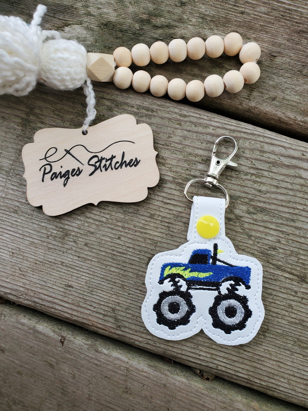 Blue Yellow Monster Truck Keychain Boy Gift Vehicle Big - Etsy