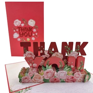 Thank You Flowers 3d Pop-up Card - Etsy