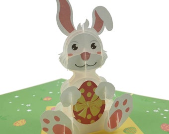 3D Pop up Easter Card Bunnies in Green and Yellow Basket - Etsy