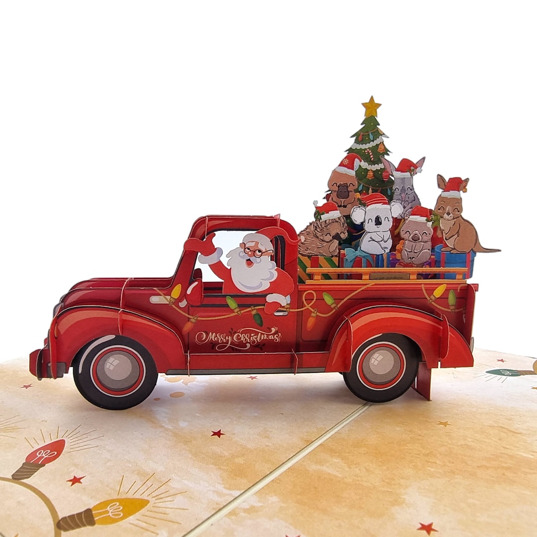 Santas Christmas Ute Pop up Card - Etsy Australia