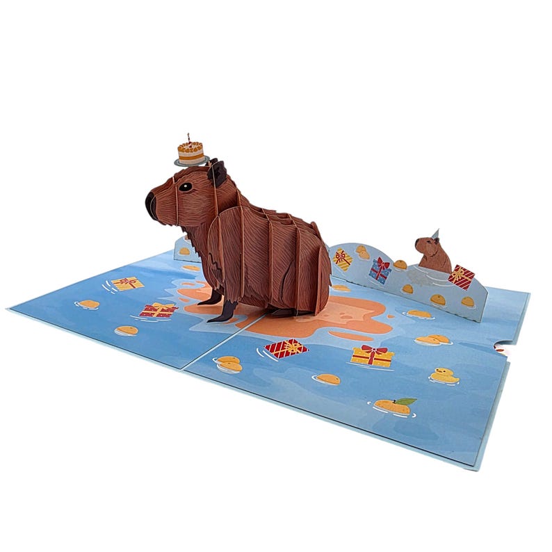 A Capybara Capy Birthday Pop up Card - Etsy