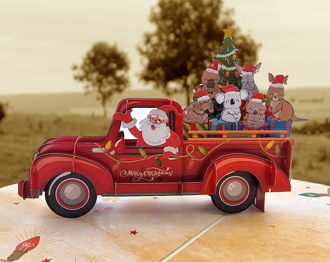 Santas Christmas Ute Pop up Card - Etsy