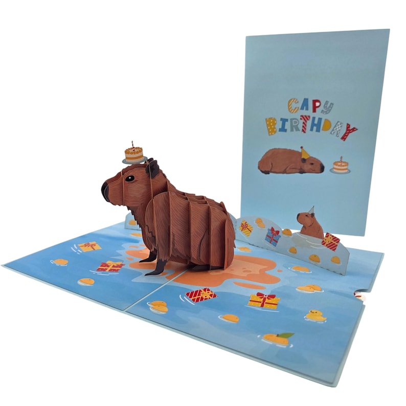 A Capybara Capy Birthday Pop up Card - Etsy