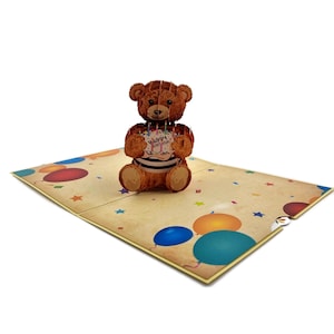 Birthday Teddy Bear Pop up Card - Etsy