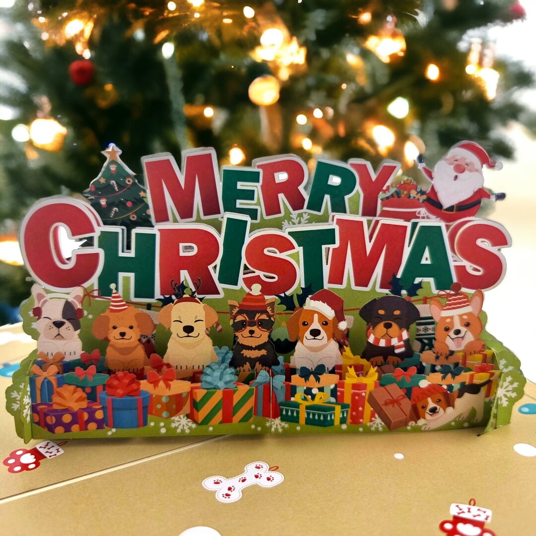 Christmas Puppy Dogs Pop up Card - Etsy UK