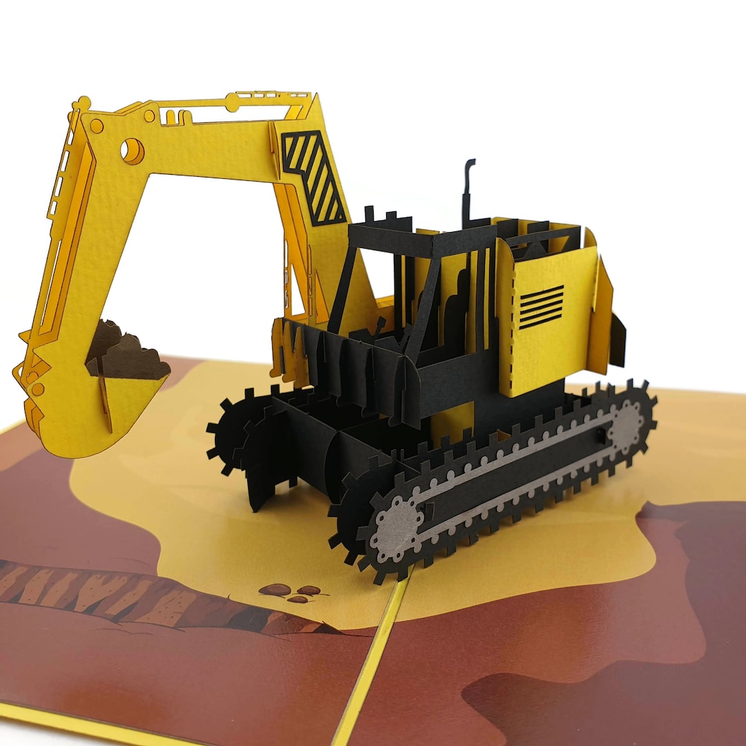 Excavator Pop up Card - Etsy