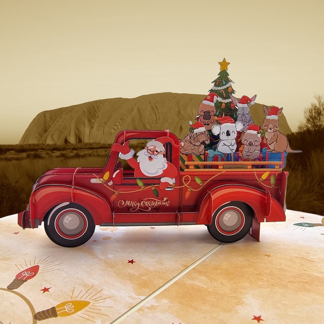 Santas Christmas Ute Pop up Card - Etsy