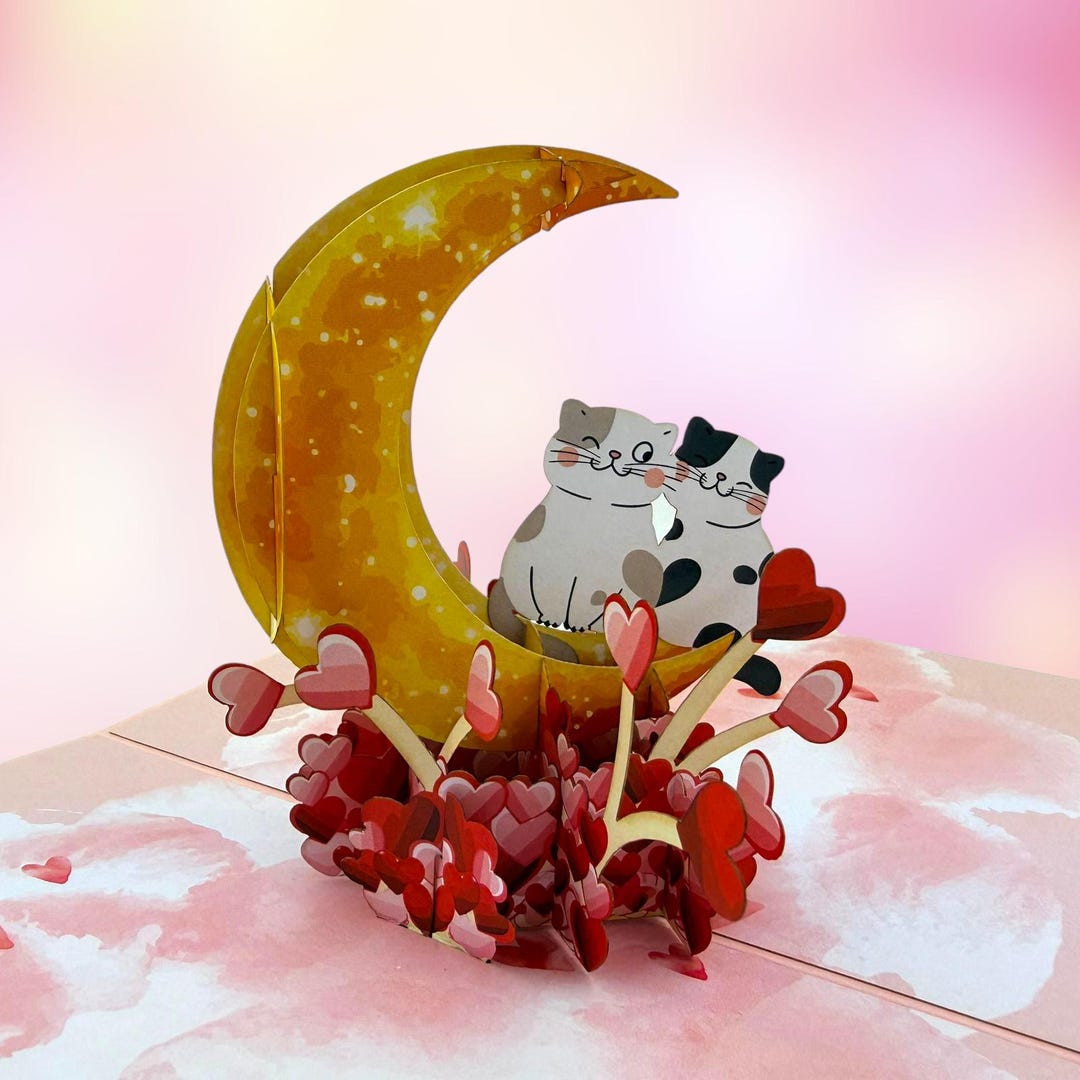 Love Under the Moon Pop up Card - Etsy