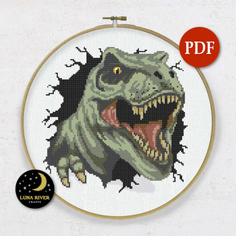 Dinosaur Cross Stitch Pattern - Instant Download - Counted Cross Stitch ...