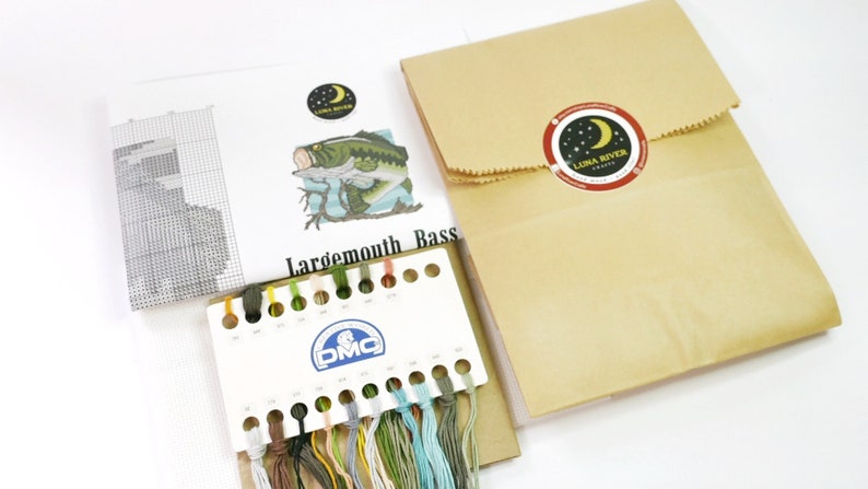 Bass Cross Stitch KIT Fish Embroidery KIT Largemouth Bass | Etsy